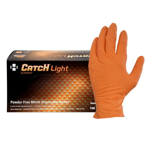 Catch® Light By ProWorks® Nitrile Disposable Gloves, Orange, 6 mil ...